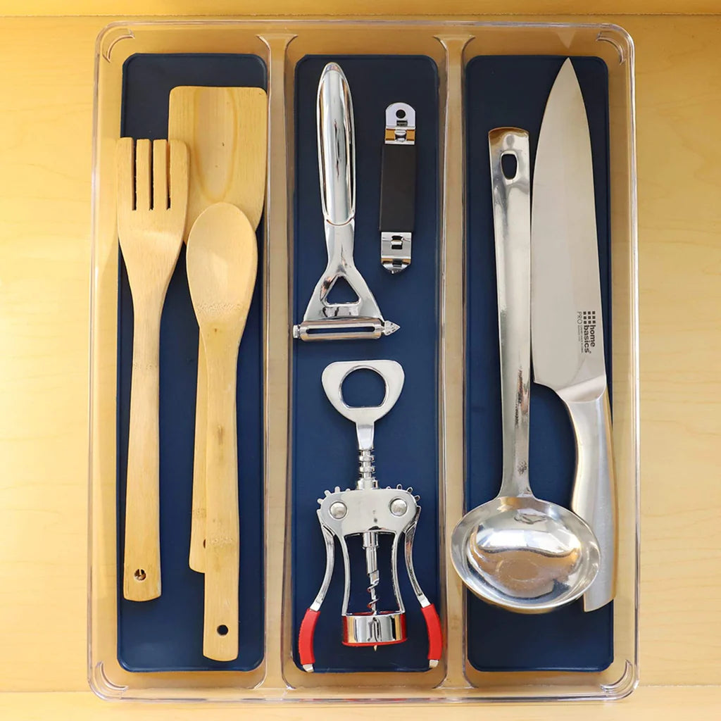 Rubber Lined Plastic Cutlery Tray, Indigo – Michael Graves Design